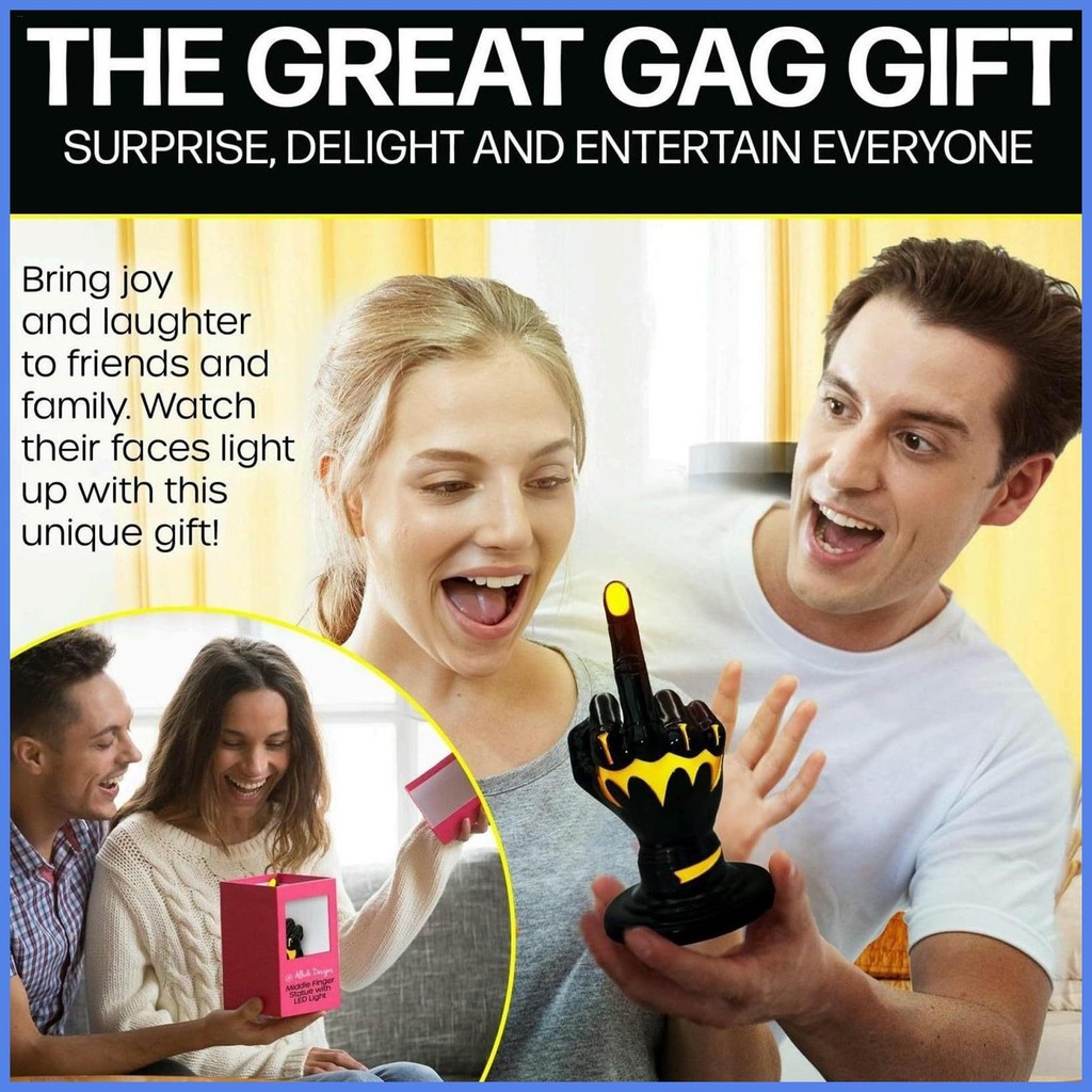 Middle Finger Figurine Built-In LED Lights Middle Finger Resin Statue ...