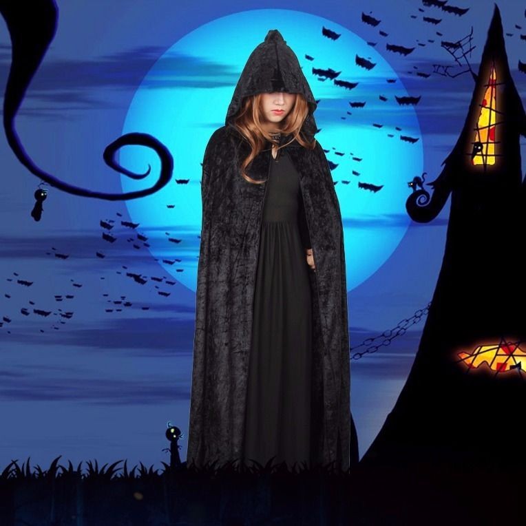 Halloween Costume Adult Children Cloak Witch Black Death Cloak Vampire ...