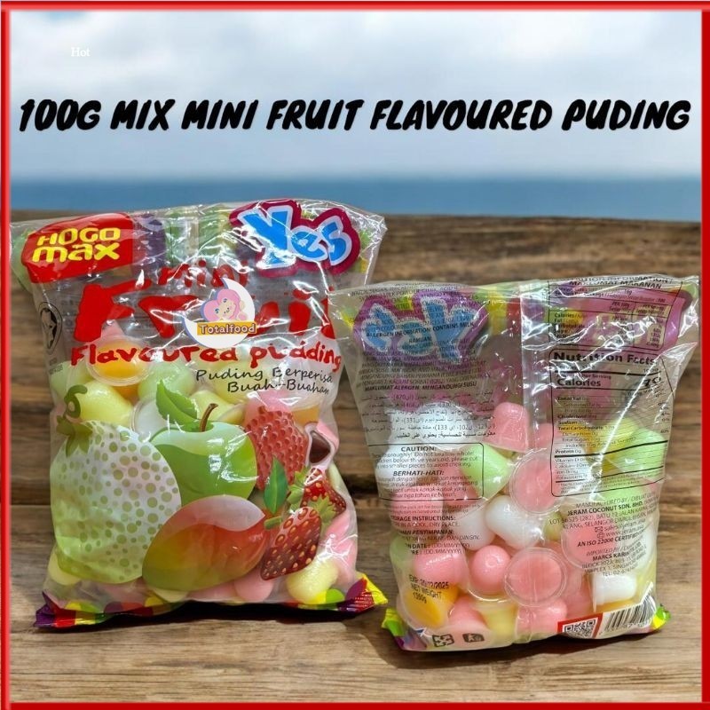 100pcs (1350g) Hogomax Mini Pudding Mix fruits Flavour buah buahan ...