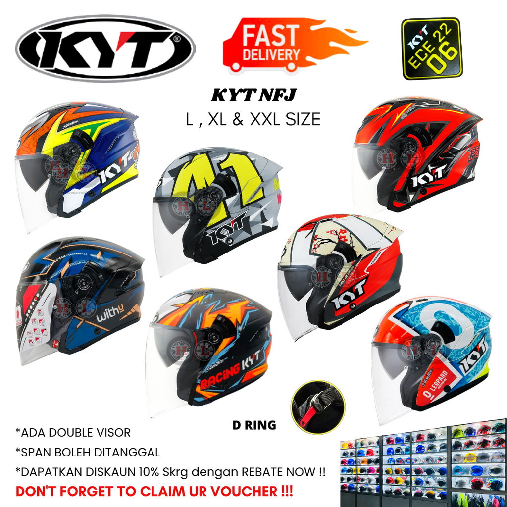 KYT NFJ HELMET DOUBLE VISOR ( DALLA PORTA / DENNIS FOGGIA / MISANO ...