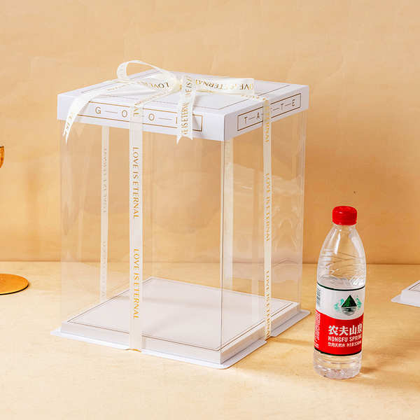 kotak hantaran kotak hadiah Kotak kek lutsinar merah bersih 6 inci 8 ...