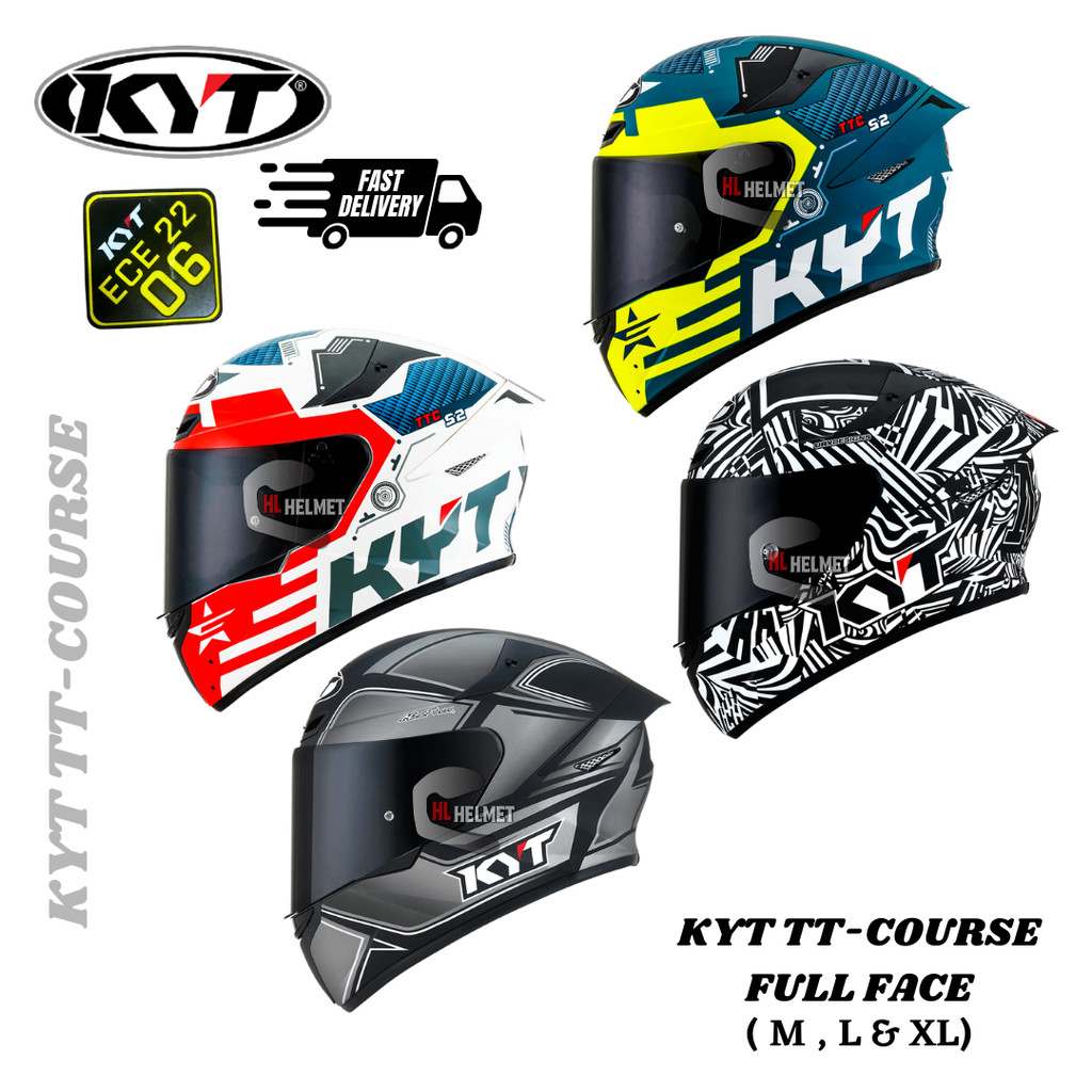 KYT TT-COURSE HELMET KYT FULL FACE (HELMET FULL FACE KYT ORIGINAL ...