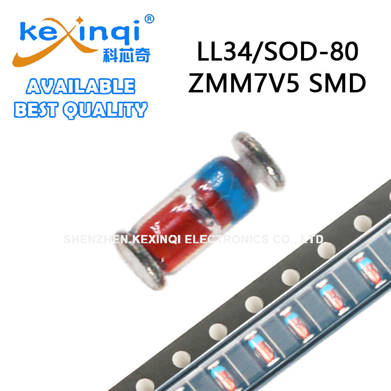 (50-200pcs) ZMM7V5 0.5W LL34 SOD-80 SMD Voltage Stabilizing Diode 1206 ...
