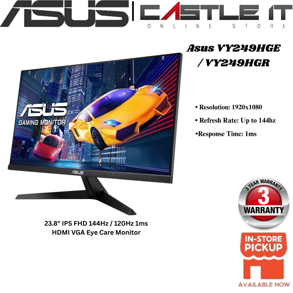 Asus VY249HGE / VY249HGR 23.8" IPS FHD 144Hz / 120Hz 1ms HDMI VGA Eye ...