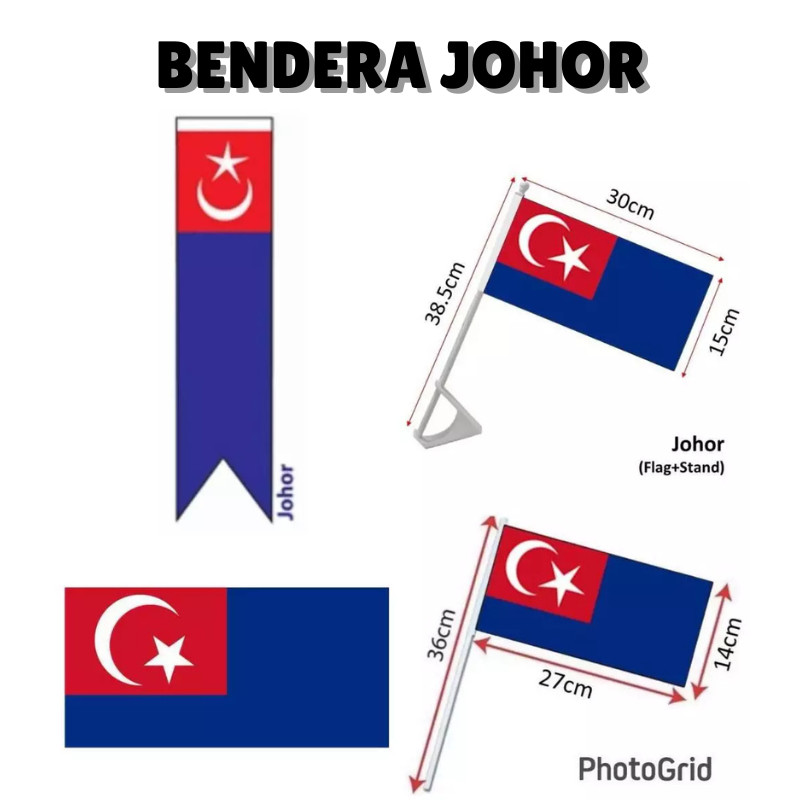【Joymall】Bendera Johor Hand Flag / Spring Flag / Car Flag / Bunting ...