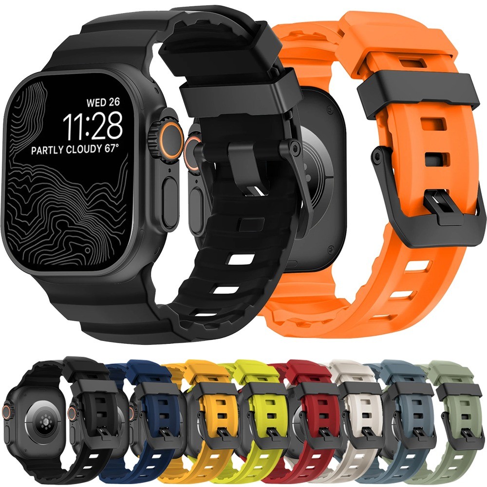 Sport Band For iWatch Ultra2/1 10 9 8 7 6 SE 5 4 Soft Silicone Titanium ...