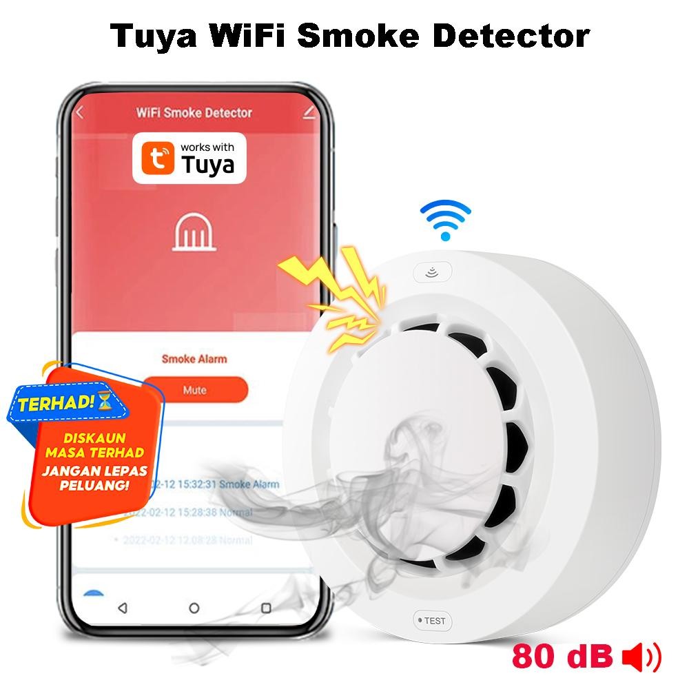 Tuya Wifi Smoke Detector - High Sensitivity Wireless Alarm with 80db ...