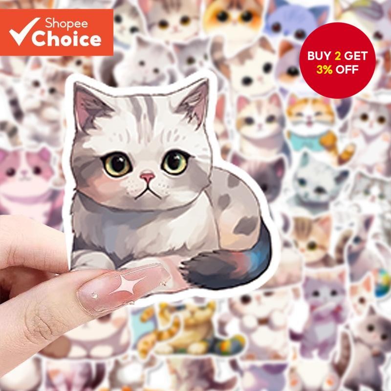 50Pcs Watercolor Cat Series Graffiti Stickers for Suitcases Mobile ...
