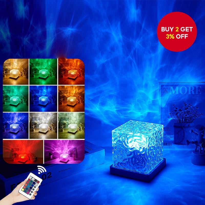 16 Colors Influencer Rotating Water Ripple Night Light Creative Bedside ...