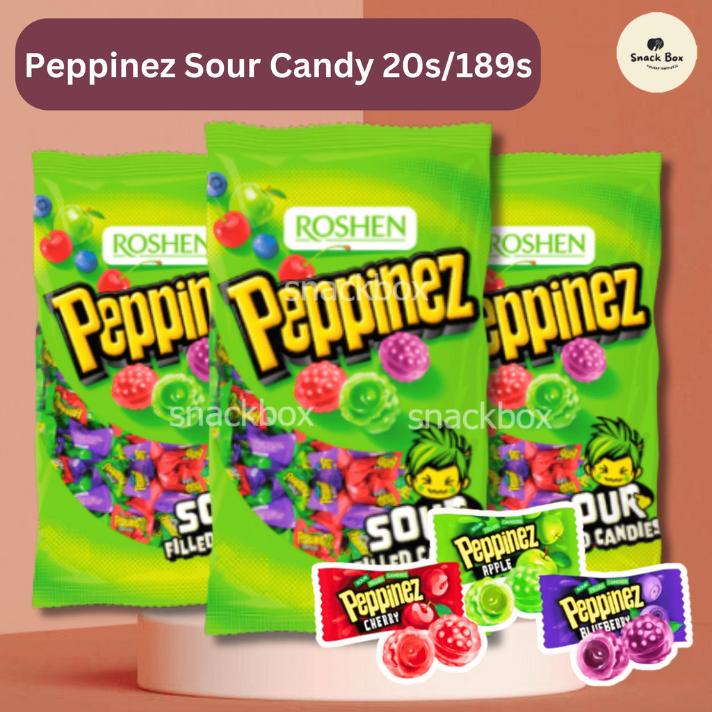 Roshen Peppinez Sour Filled Candy Apple / Blueberry / Cherry Mixed Pack ...