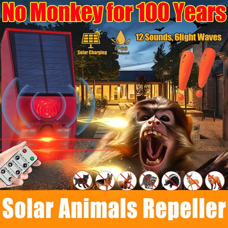 [Malaysia Spot] Ultrasonic Alarm Sensor Monkey Repellent Solar Sound ...
