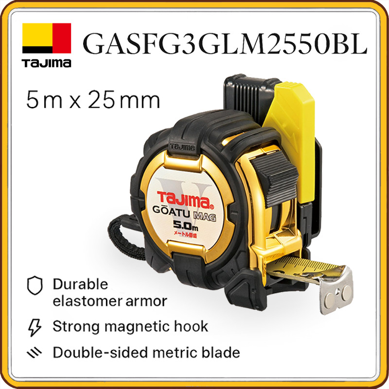 Tajima GASFG3GLM2550BL GOATU MAG 5m x 25mm Professional Tape Measure – Heavy-Duty Steel Blade ...