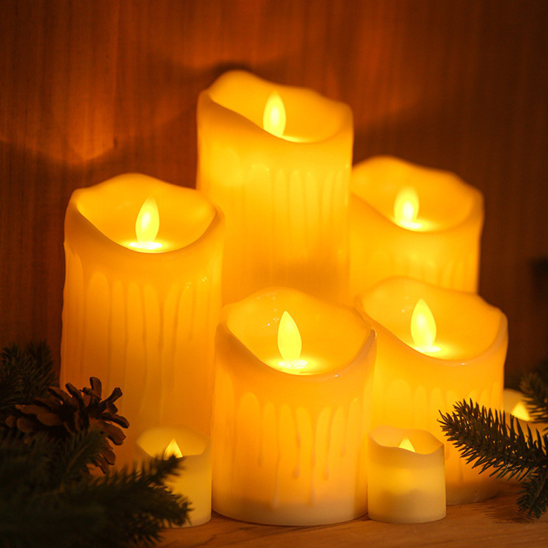 LED Flameless Electric Candle Light Romantic Simulation Pillar Candle ...