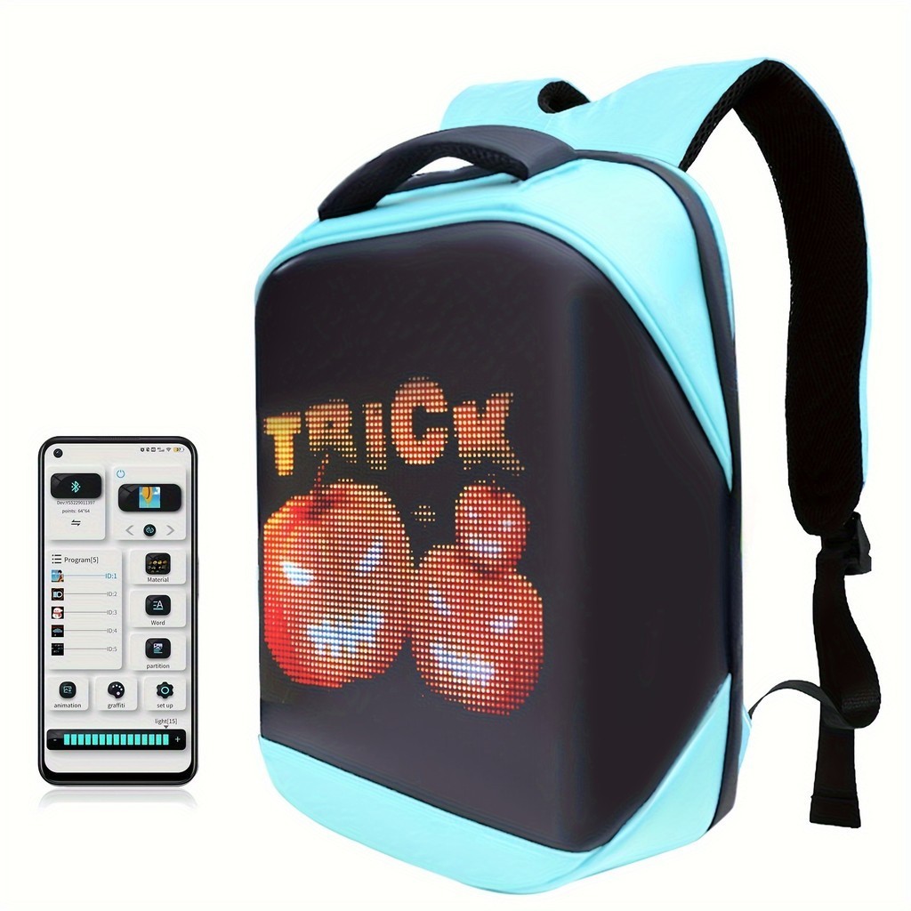 Led Laptop Backpack, Programmable Men Women Waterproof Travel Backpack ...