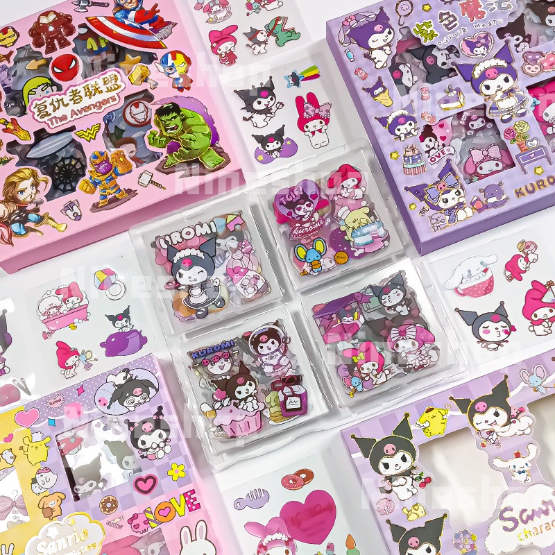 Sanrio Kuromi Sticker 100pcs Cute Set Marvel DIY Gift Box Cinnamoroll ...