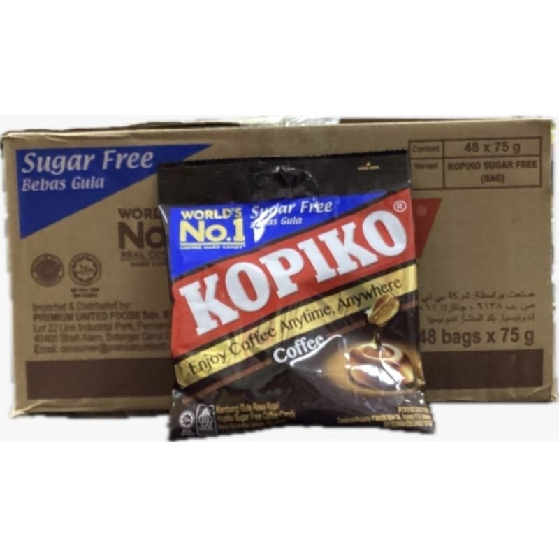 [WHOLESALE] 1CTN KOPIKO SUGAR FREE COFFEE CANDY 75G (48PKT) BORONG GULA ...