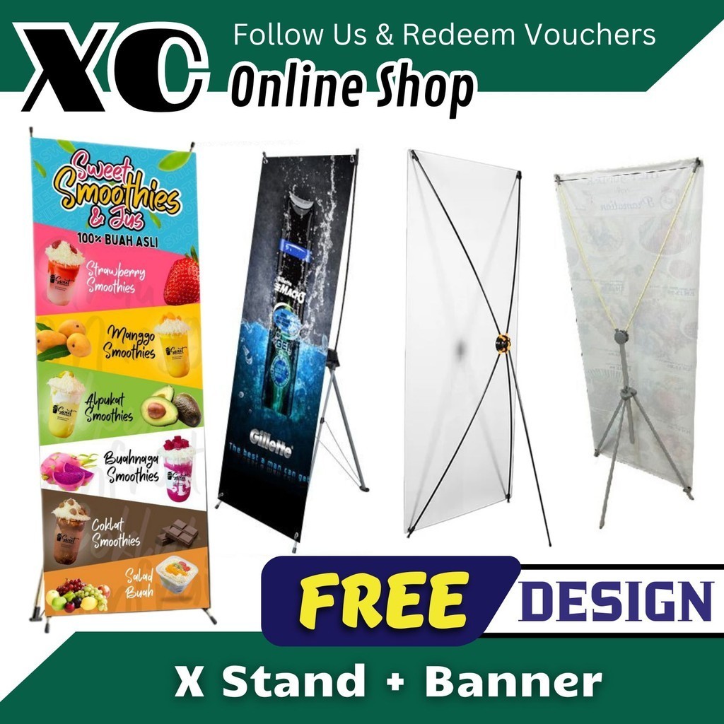 X Stand Adjustable for Banner / Bunting X Stand with Printing (FREE ...
