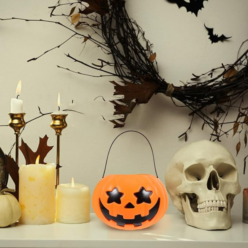 Halloween Party Props Plastic Pumpkin Bucket Treat Trick or Buckets ...