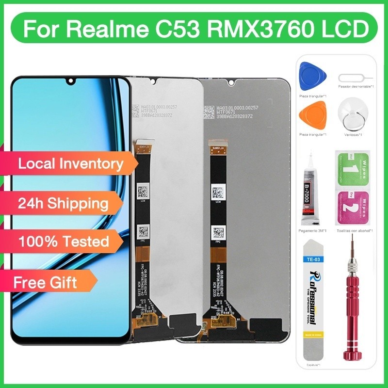 Original LCD With Frame For REALME C53/ C51 LCD Display Touch Screen Digitizer Replacement ...