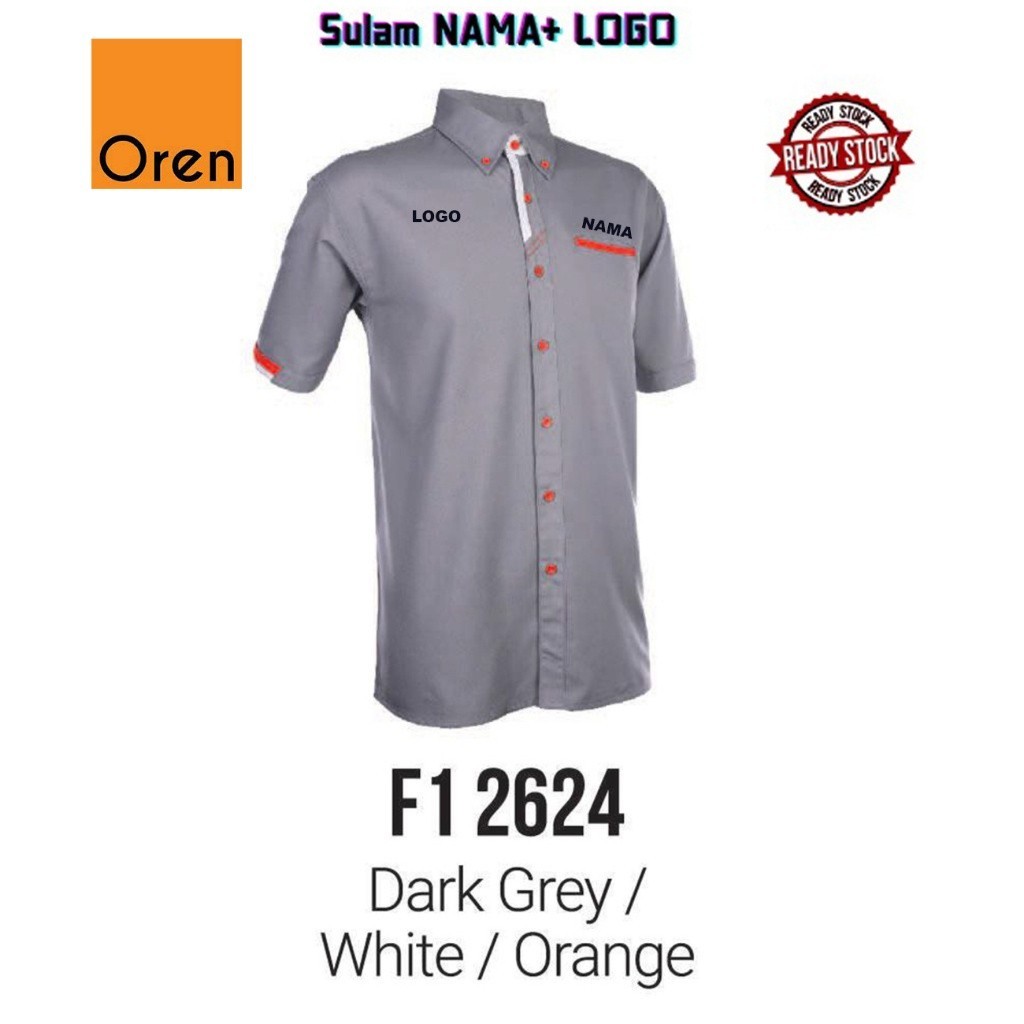 BAJU KORPORATE KELABU LENGAN PENDEK F1 2624 jenama oren sport | Shopee ...