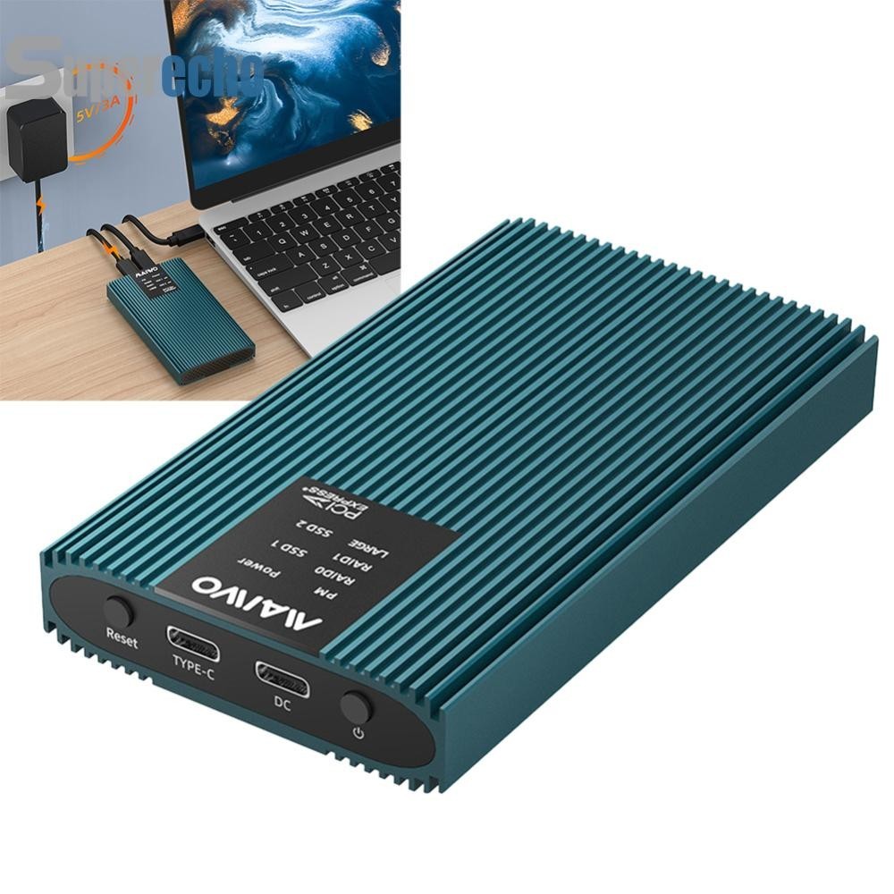 Dual Bay NVMe RAID Enclosure USB3.2 GEN2x2 20Gbps M.2 NVMe SSD Reader ...