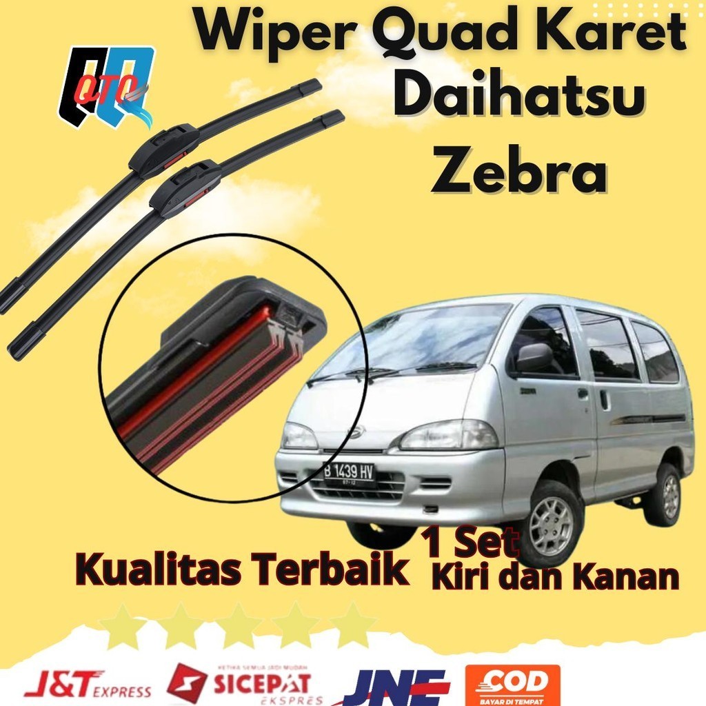 Quad Rubber Wipers 4 Rubber Frameless Cars Daihatsu Zebra Pair of 2 PCS ...