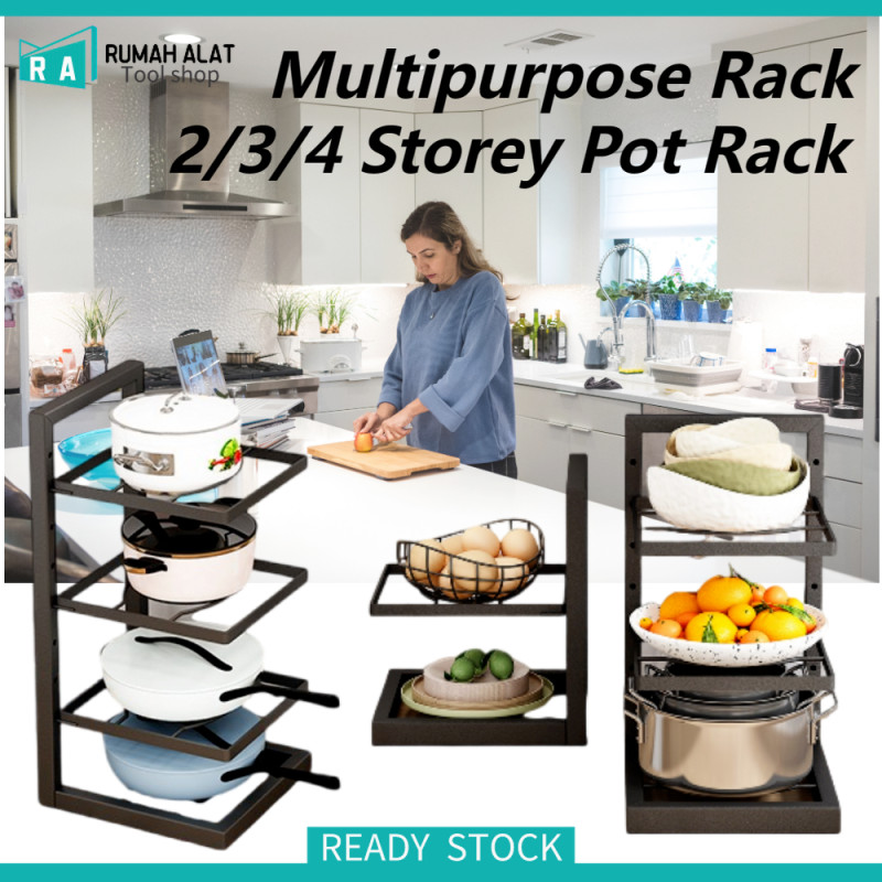 Adjustable Pot Rack Rak Bawah Sinki Rak Letak Barang Dapur Pot Rack ...