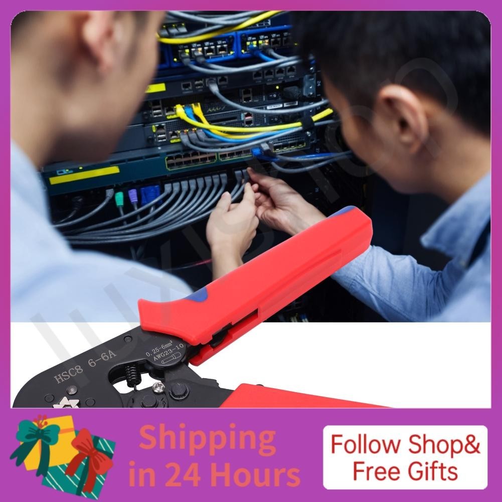 Iuxishop Ratchet Crimp Pliers Alloy Steel 6 Mandrels VE Terminal Quick ...