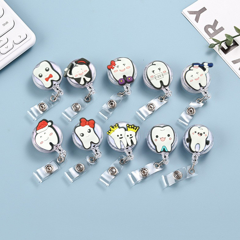 Nurse Badge Buckle Badge Cartoon Tooth Easy-Pull Buckle Telescopic ...