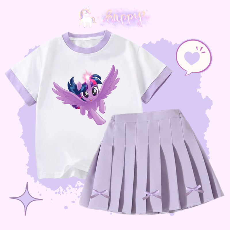 My Little Pony Girl Suit Color Contrast Cool Cotton Short Sleeve Bow ...