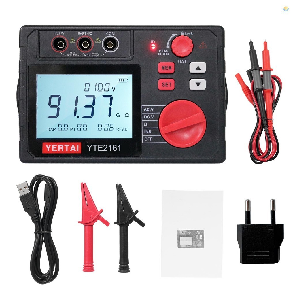 YERTAI Digital Insulation Resistance Tester 100V/200V/500V/1000V/2500V ...