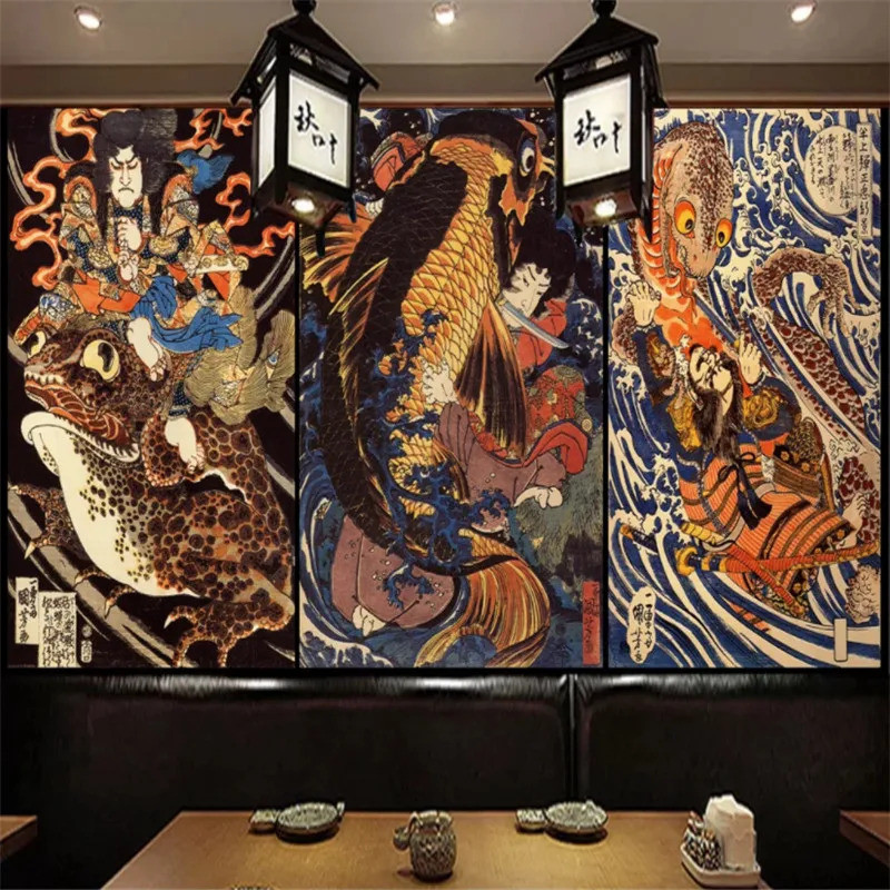 Custom Retro Japanese Ukiyo-e Monster Photo Wallpaper mural Sushi ...