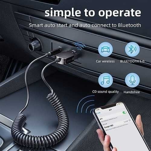 Essager Audio Bluetooth Receiver Adapter 5.0 USB AUX Spring Wire - EB01 ...