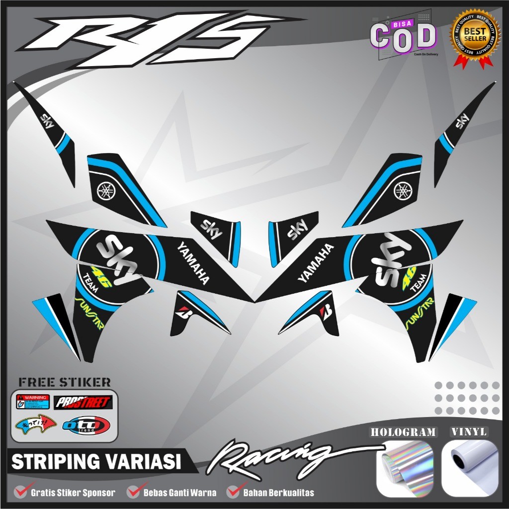 Honda R15 V2 SKY And STRIPING Sticker Variations | Shopee Malaysia