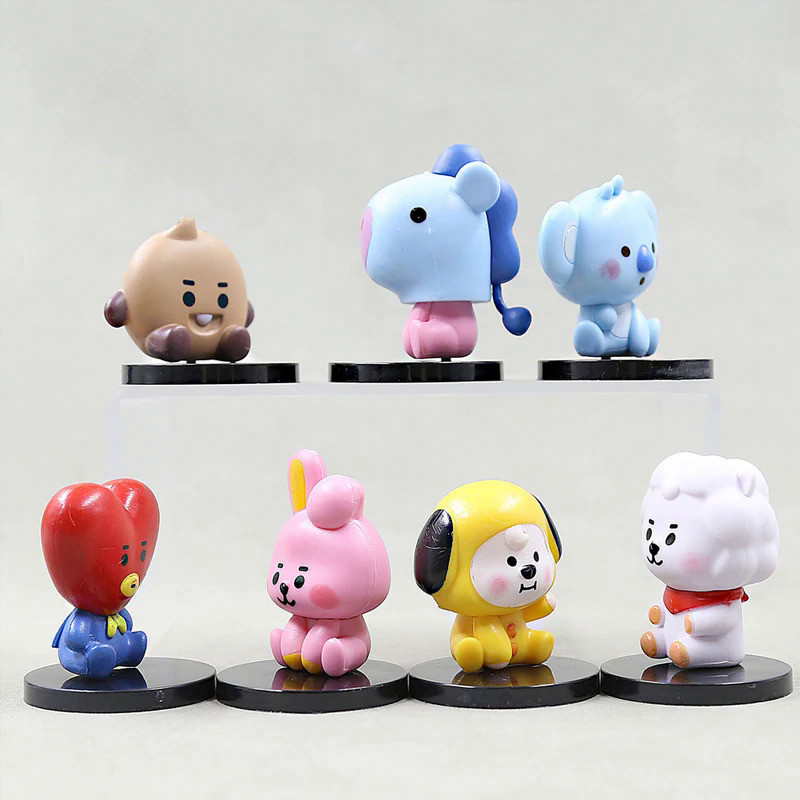 Korea Pop Kpop Mini Figure BT21 Figure 7pcs/Set Cute Desktop Decoration ...