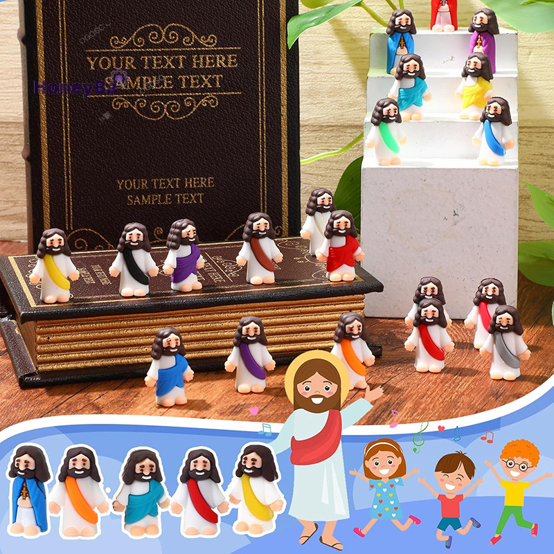 honeybee1 10/15 Pcs Little Jesus Figures Mini Rubber Jesus Toys To Hide ...