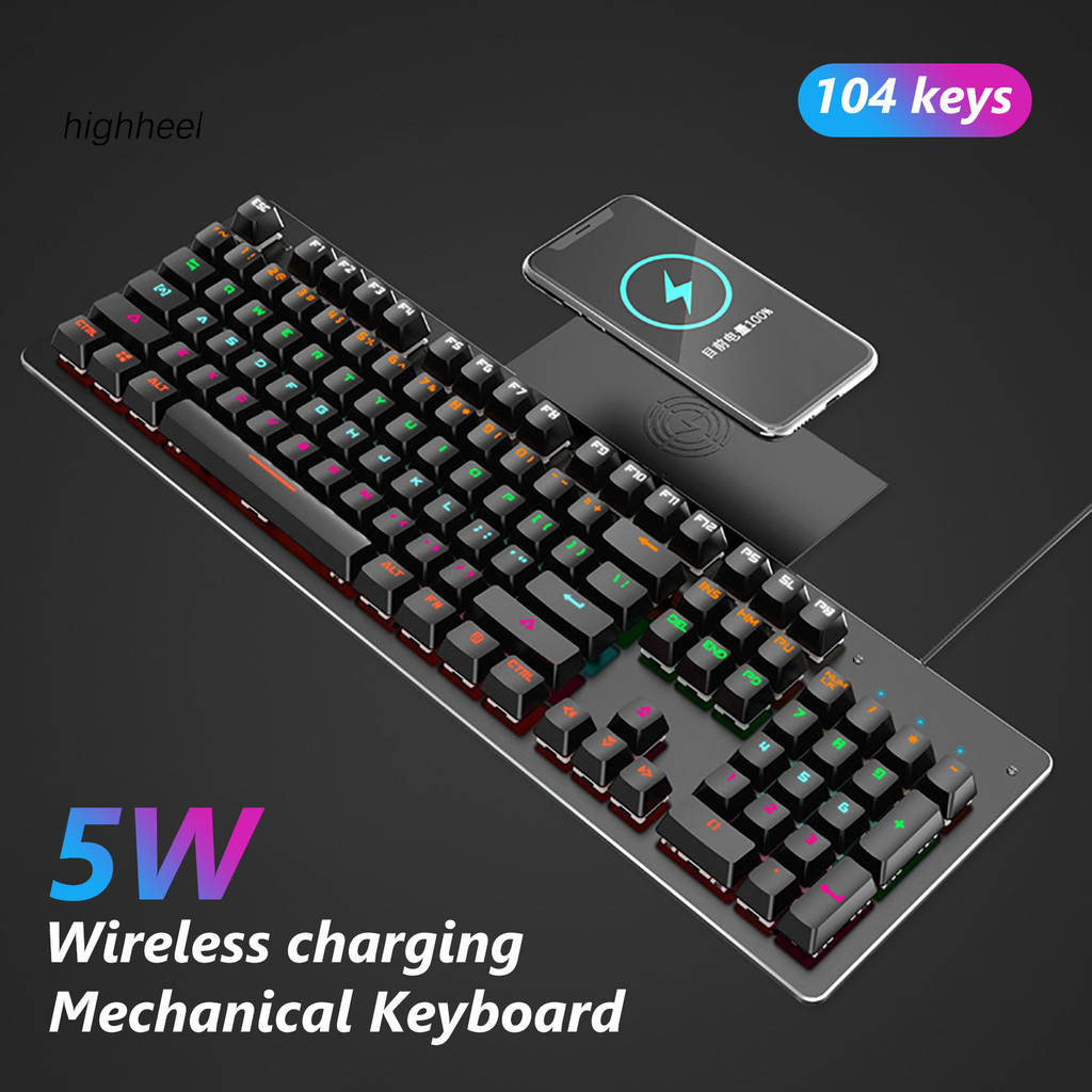 [HL] K118 Wired Keyboard Quick Response Phone Wireless Charging 104 Key ...