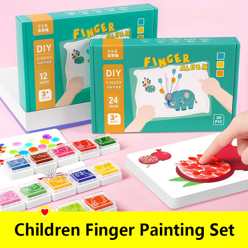 【12/24 Colors】Finger Painting Art Set DIY Kid Creative Coloring Book ...
