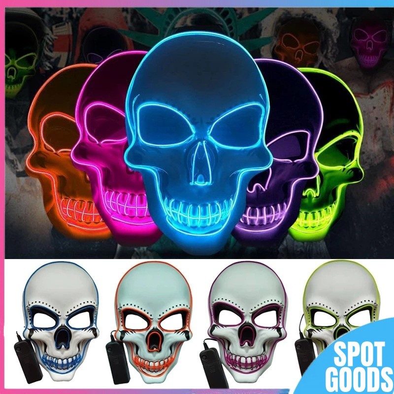 Specool-Halloween LED Skeleton Mask Scary Cold Light Masks Home Bar ...