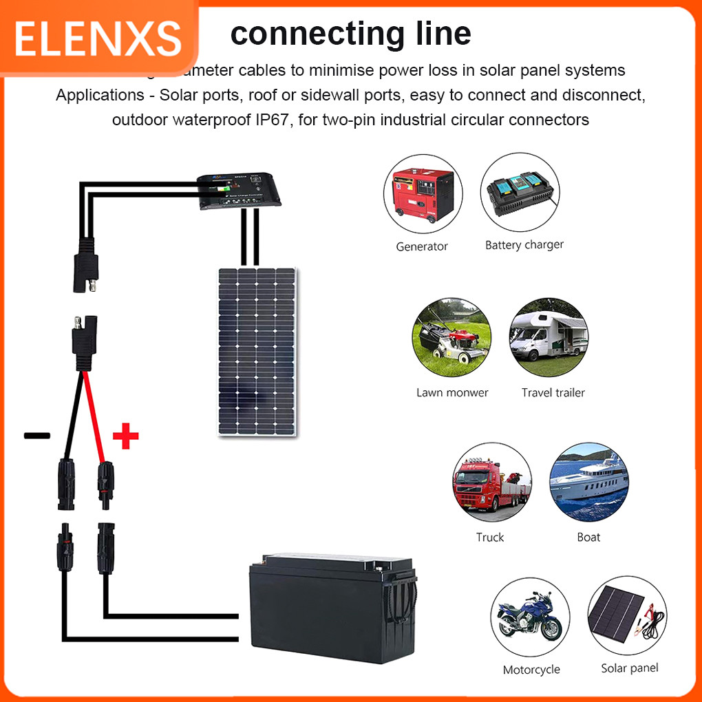 Solar Battery SAE to Adapter Portable Disconnect Converter Waterproof ...