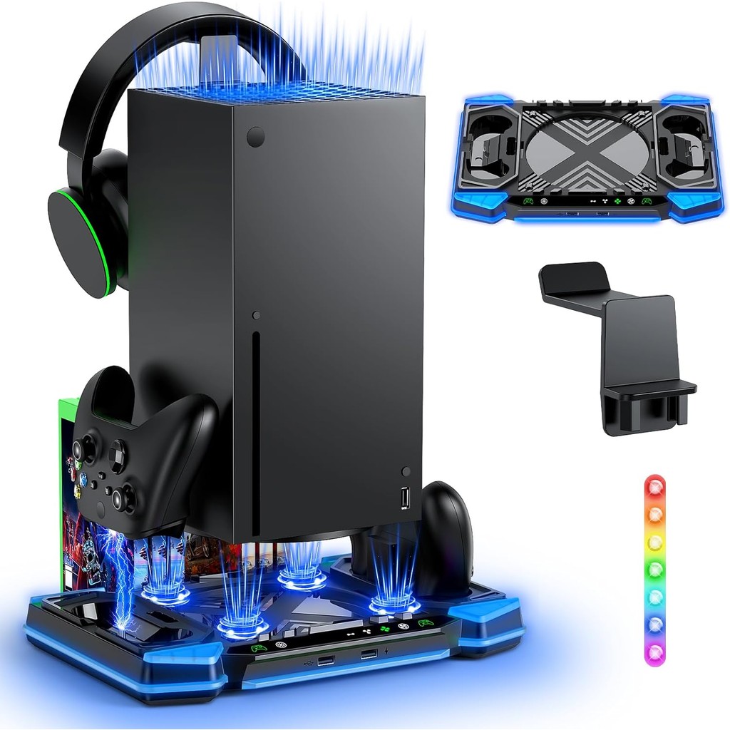 Upgraded RGB Cooling Fan Stand for Xbox Series X with Controller ...