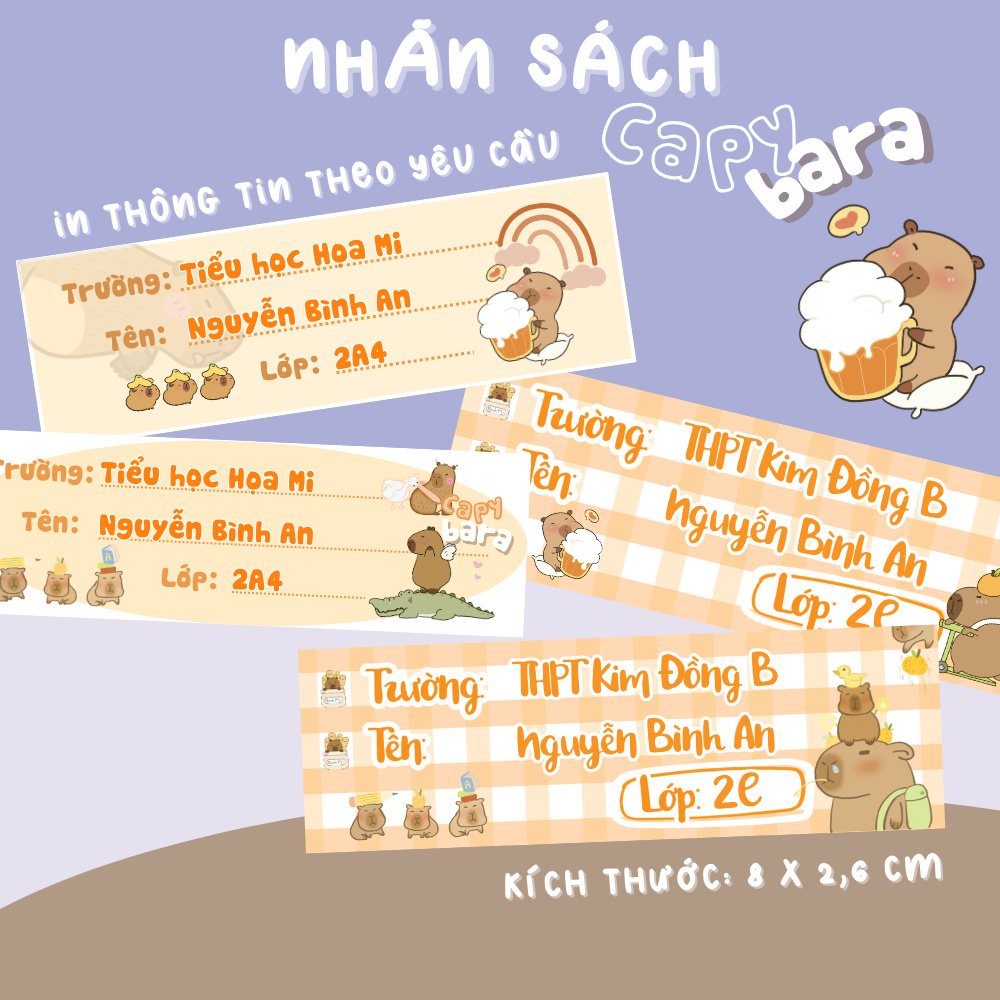Set of 20 CAPYBARA Book Stickers/Book Labels - Print school, class, and ...