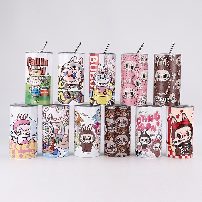 600ML Labubu Coffee Mug with Straw Keep Cold Hot Thermal Ice Cup Handy ...
