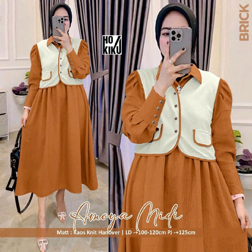 Midi DRESS KNIT HANOVER LD 100-120 PB 125 VEST Long Sleeve | Shopee Malaysia