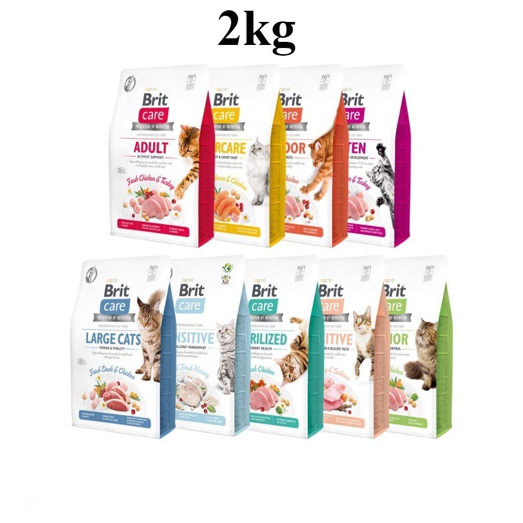 Brit Care Cat Food 2kg ( Kitten, Adult, Indoor, Large Cats, Sterilized ...