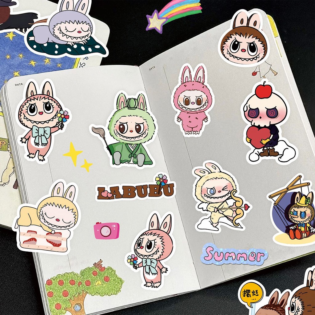 DIY Sticker Labubu Cute Cartoon Waterproof Stickers POP MART Labubu ...