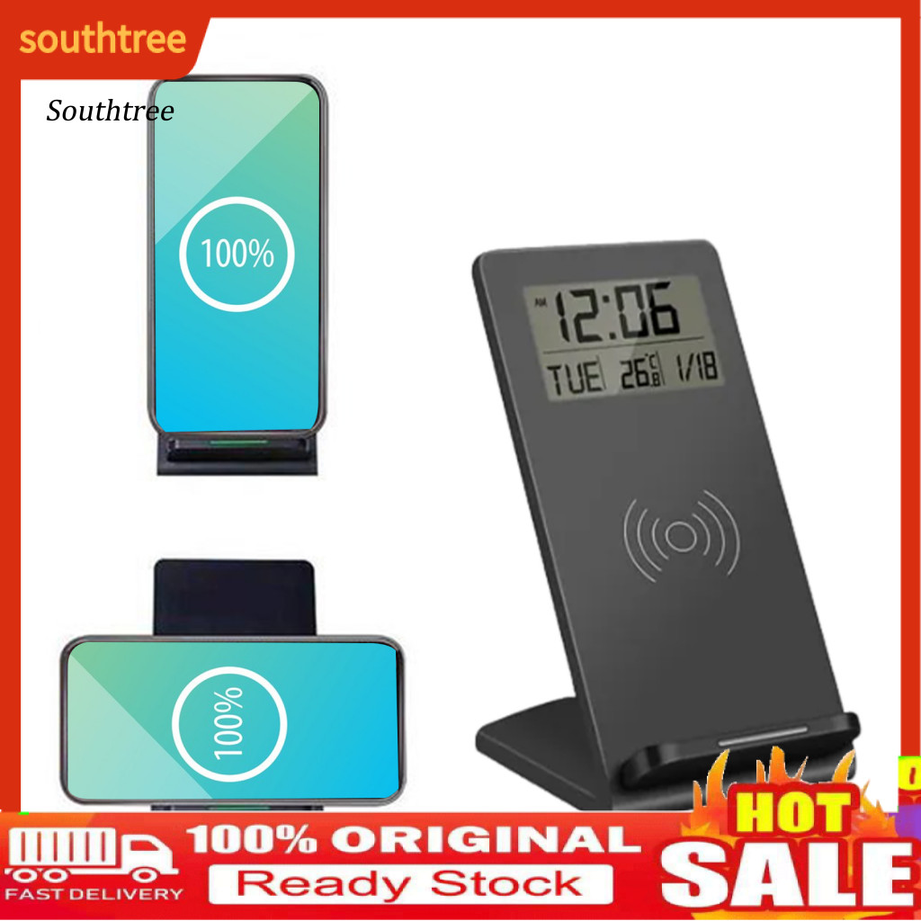 SOU_ Charging Station with Clock Space-saving Desk Wireless Charger 10w ...