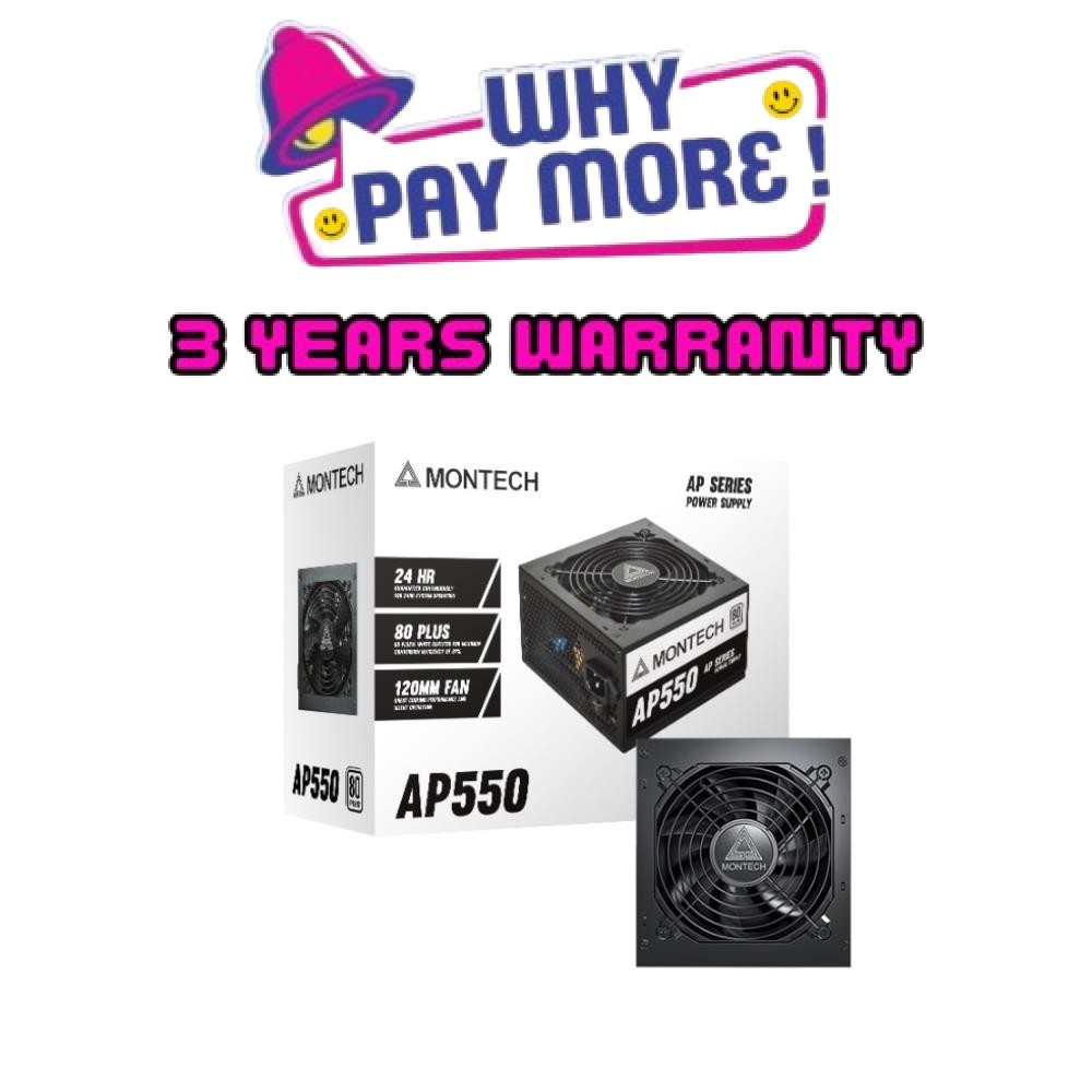 MONTECH AP550 80 Plus White 550W ATX Power Supply | Shopee Malaysia