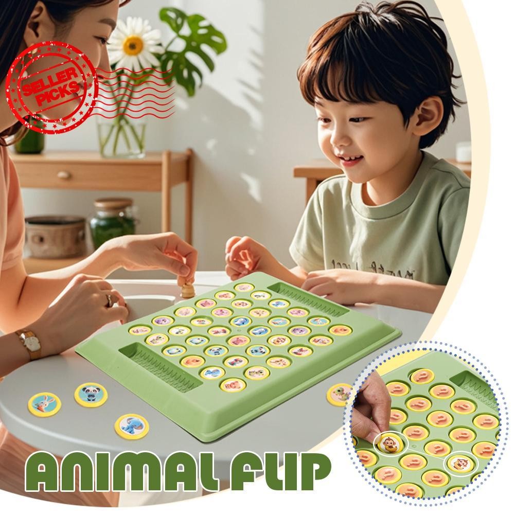 Animal Flipping Chess Set Educational Two-player Memory Card ...