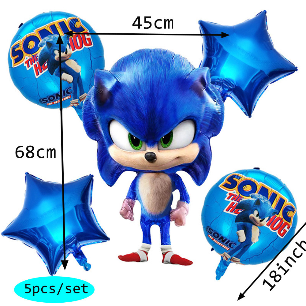 5PCS Sonic The Hedgehog Foil Balloons Multicolor Sonic Balloons Sonic ...
